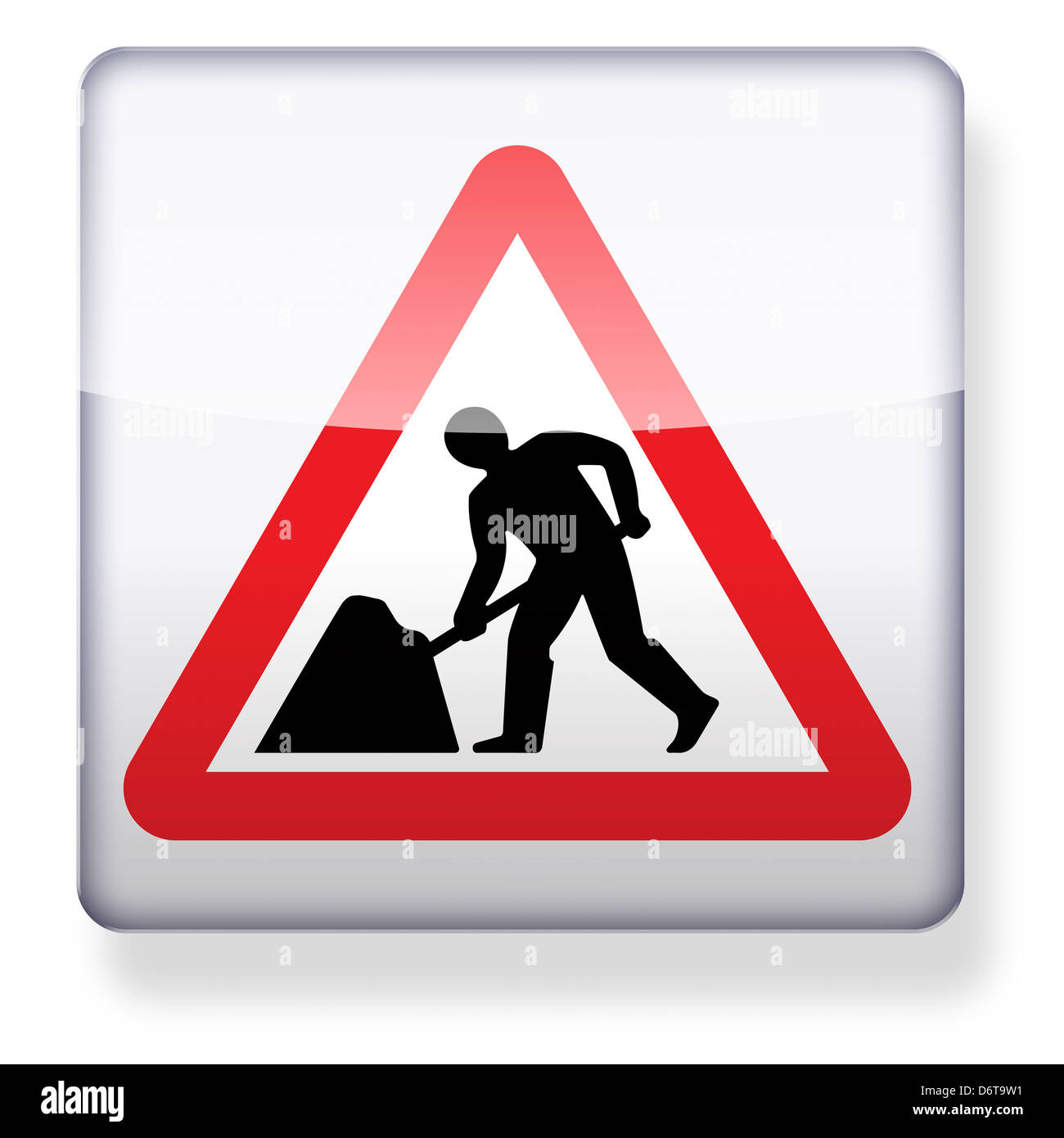 Road works road sign as an app icon. Clipping path included Stock Photo ...