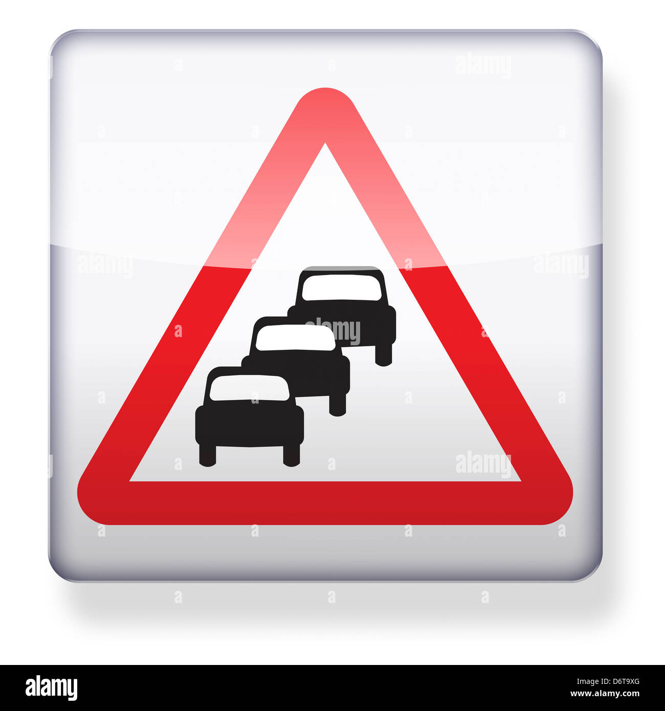 Queues road sign as an app icon. Clipping path included Stock Photo - Alamy