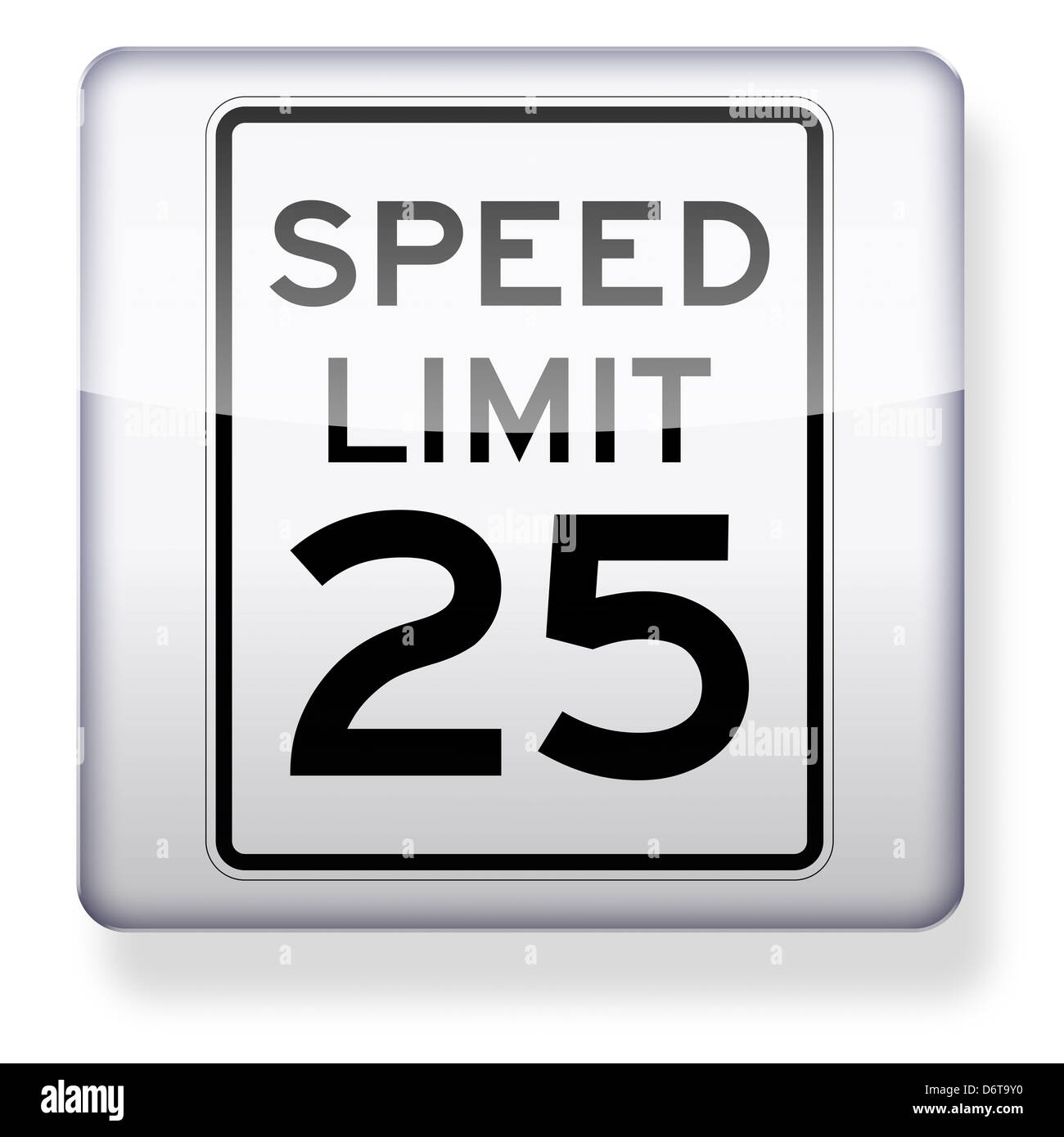 US speed limit 25mph as an app icon. Clipping path included Stock Photo ...