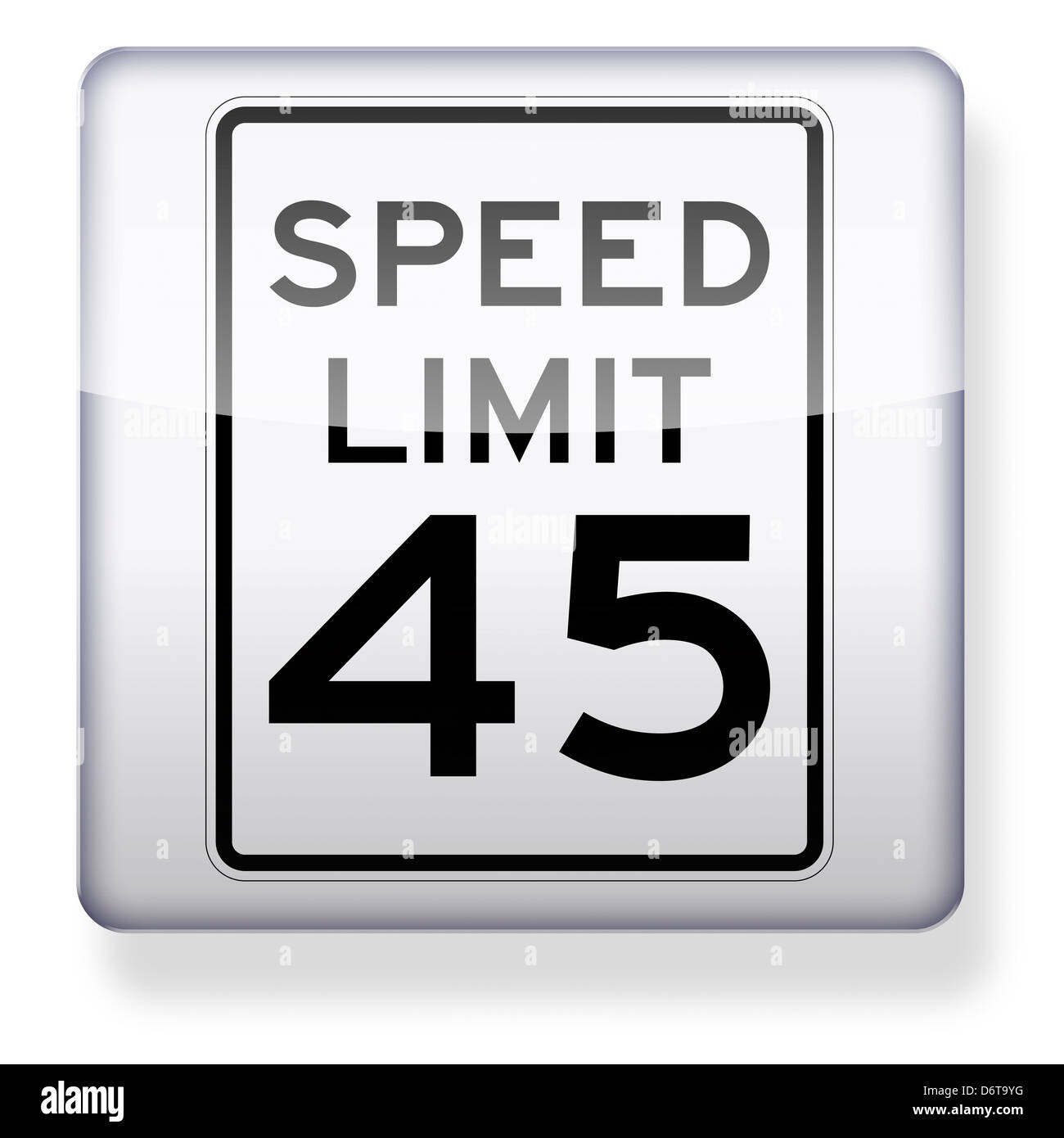 US speed limit 45mph as an app icon. Clipping path included Stock Photo ...