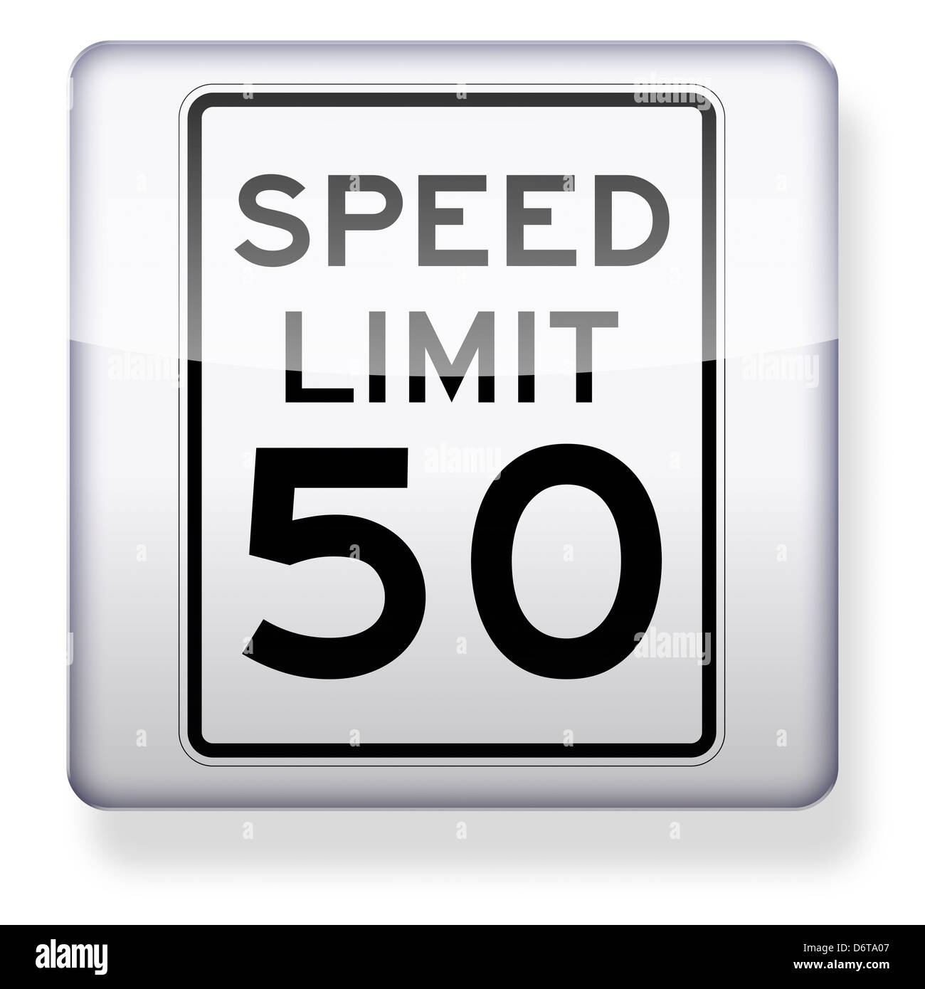 US speed limit 50mph as an app icon. Clipping path included Stock Photo ...