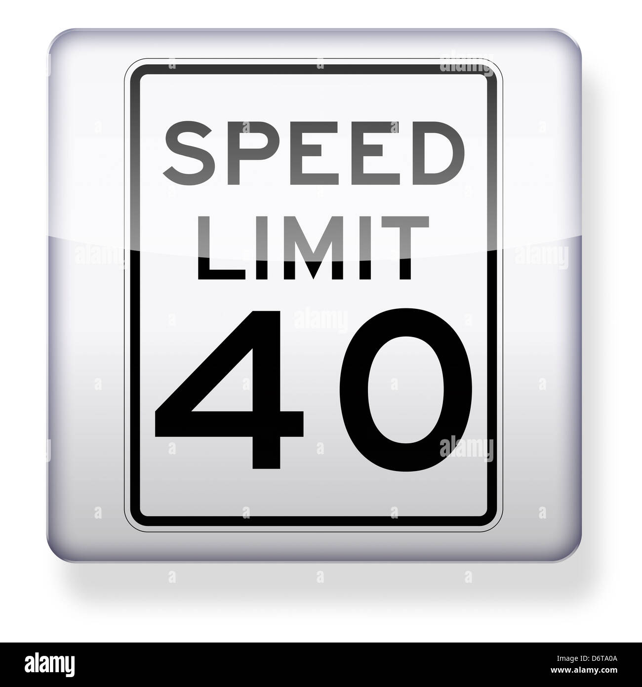 US speed limit 40mph as an app icon. Clipping path included Stock Photo ...