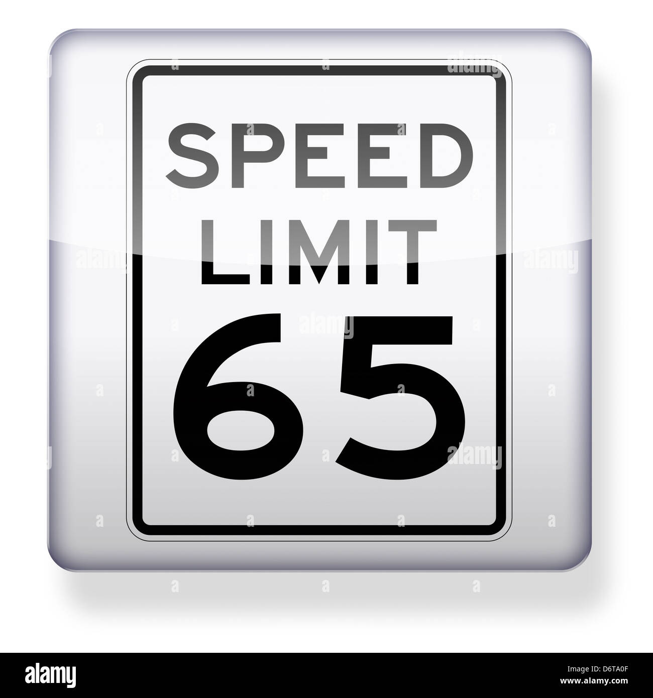 US speed limit 65mph as an app icon. Clipping path included Stock Photo ...