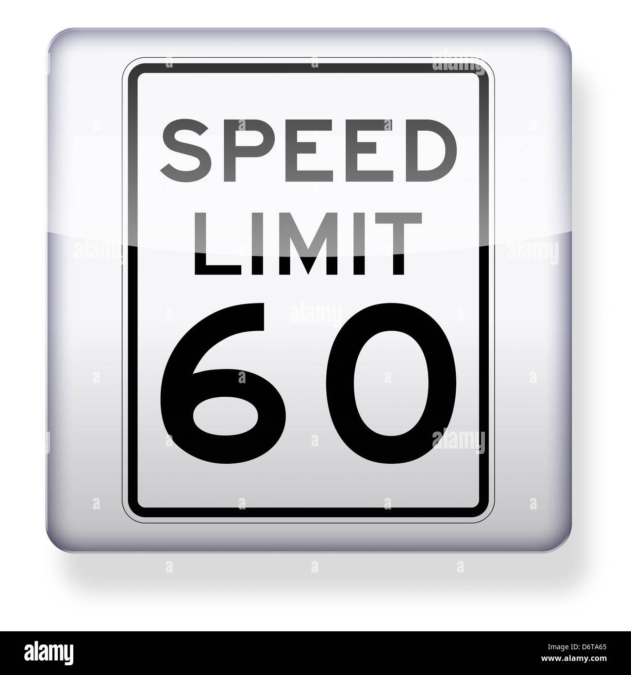 US speed limit 60mph as an app icon. Clipping path included Stock Photo ...