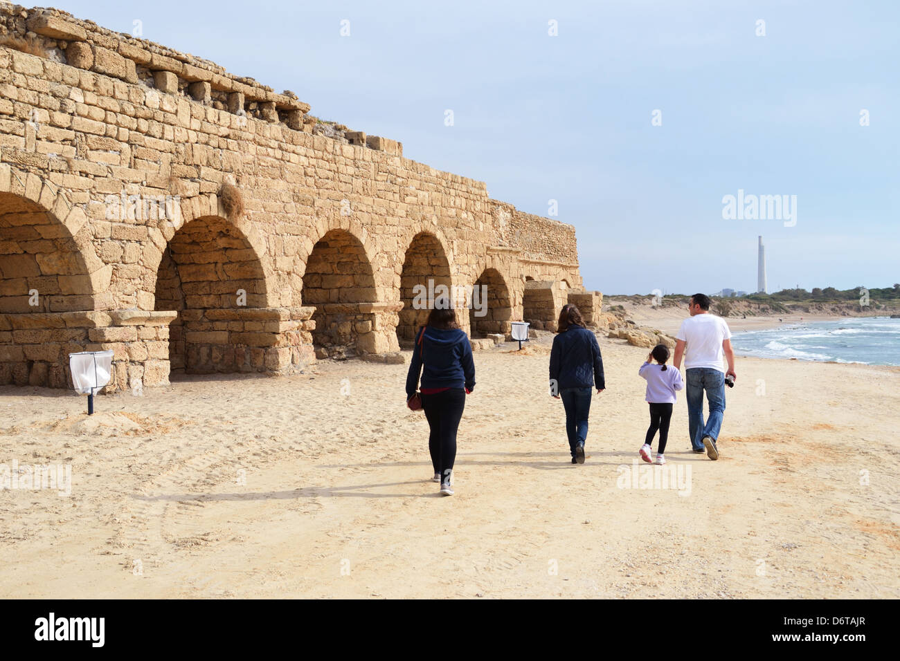 The old aqueduct, Caesarea beach, Israel Stock Photo - Alamy
