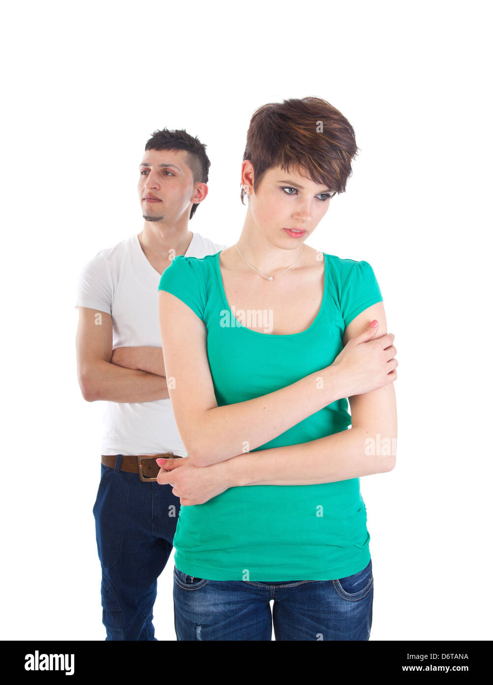 Young man and woman arguing isolated on white background Stock Photo ...