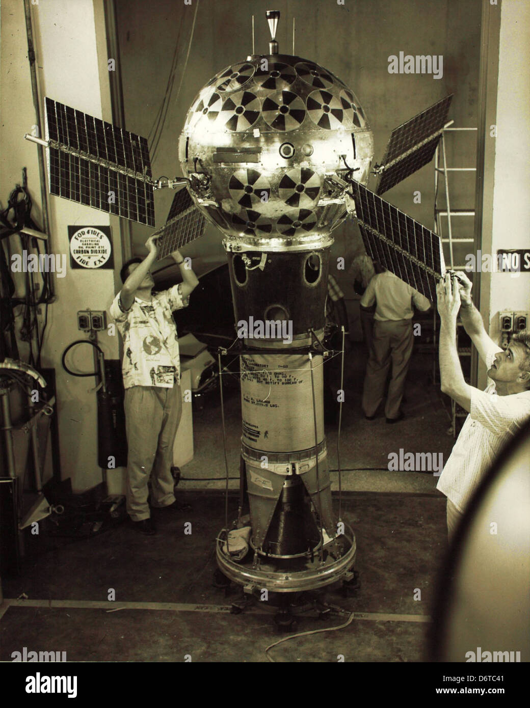 This image shows the Atlas rocket system in 1960 during payload fit ...