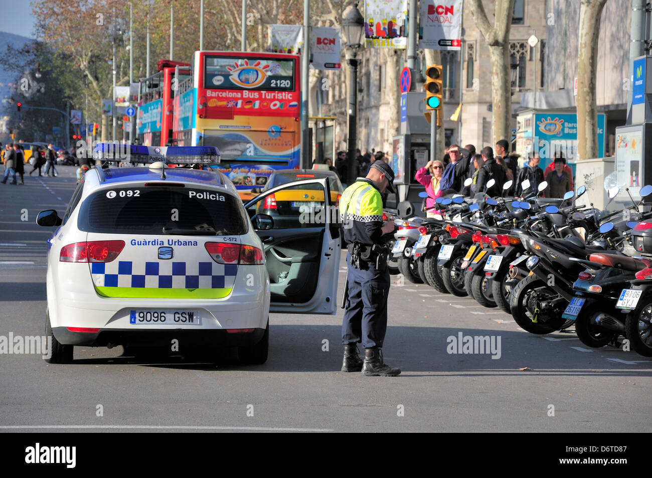 Barcelona, Catalonia, Spain. Police in Placa de Catalunya Stock Photo ...