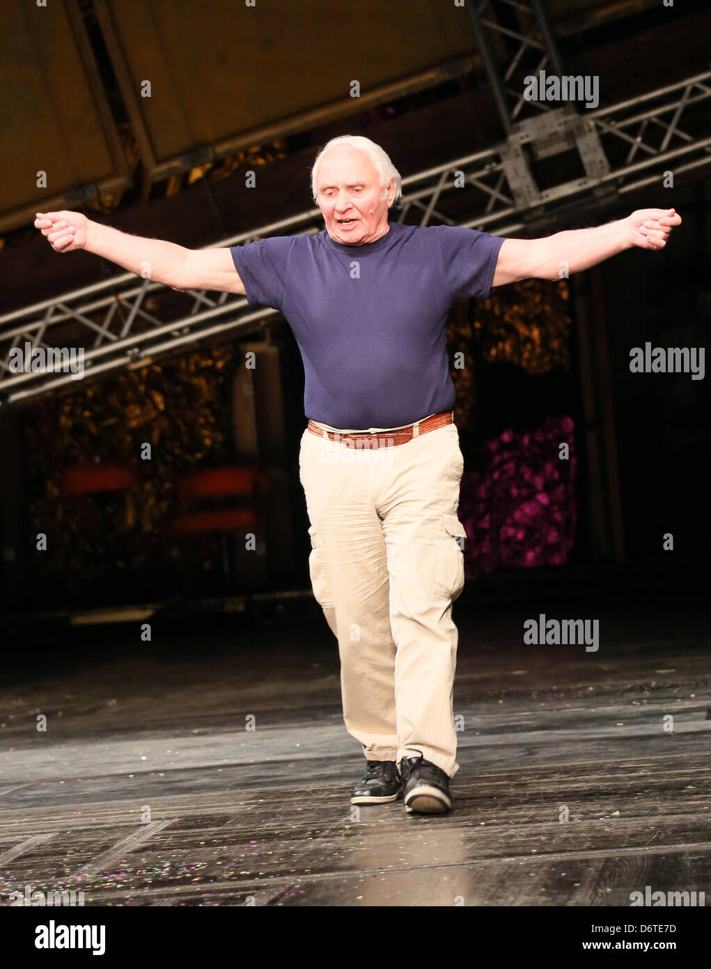 Austrian director Johann Kresnik gestures on the stage during the ...