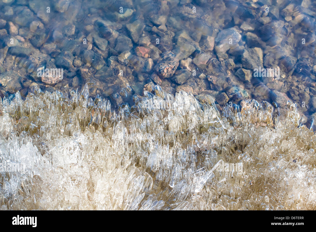 Edge of melting ice and clear water near the shore Stock Photo - Alamy
