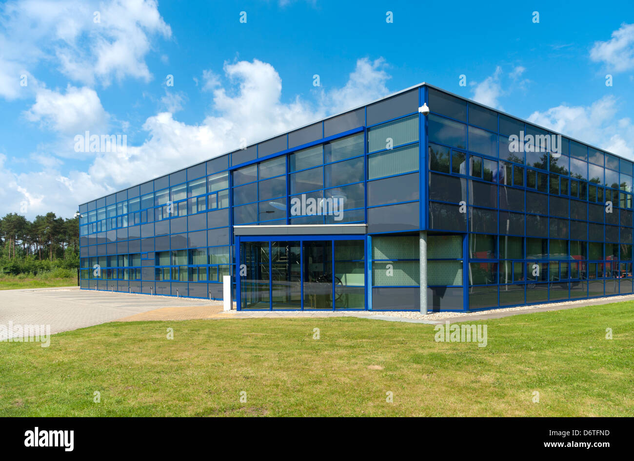 modern office building with yellow and green Stock Photo - Alamy