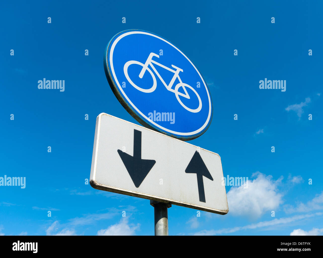 Blue traffic sign white arrow hi-res stock photography and images - Alamy