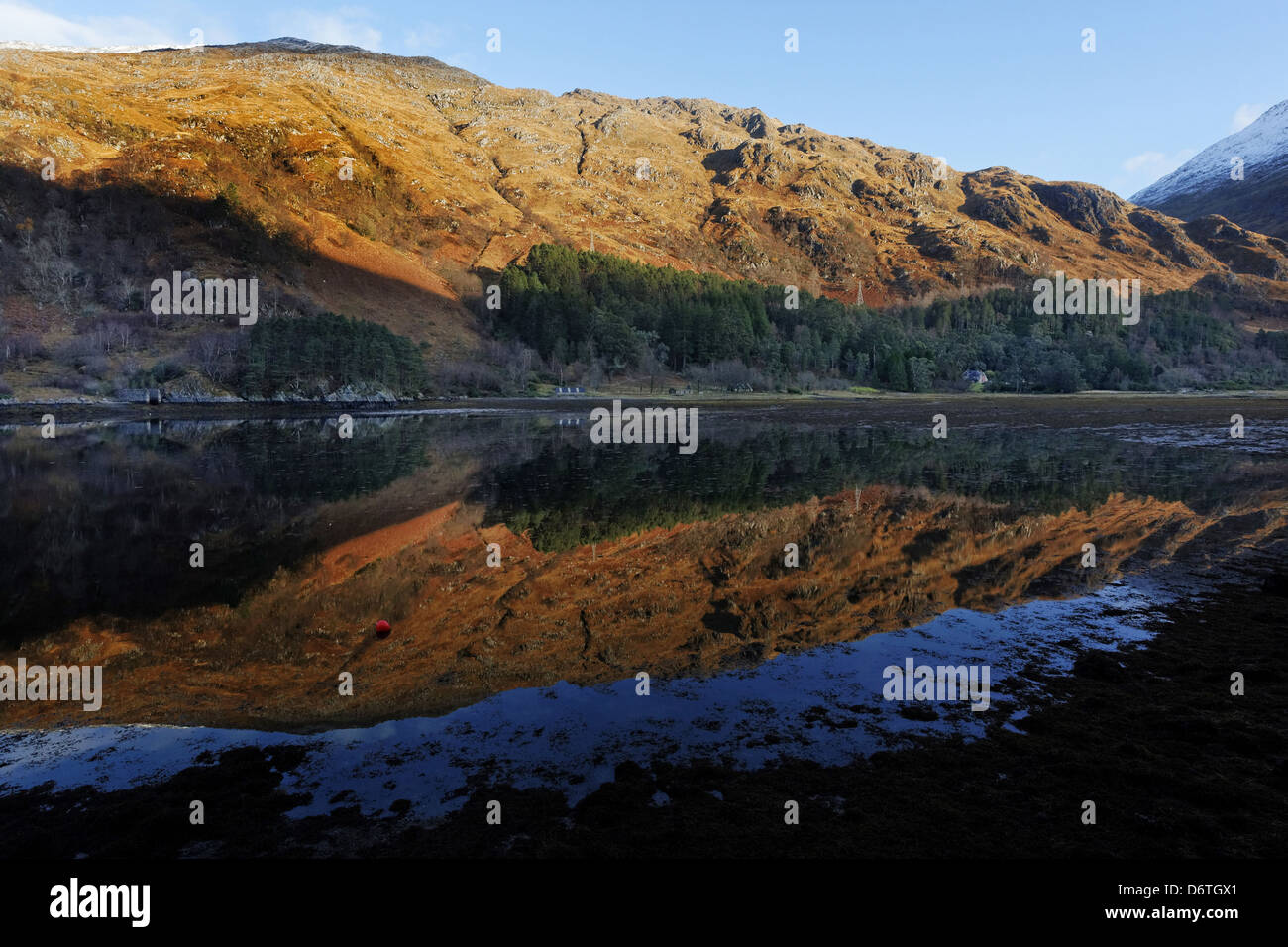 View of freshwater loch, Loch Beag, Highlands, Scotland, November Stock ...