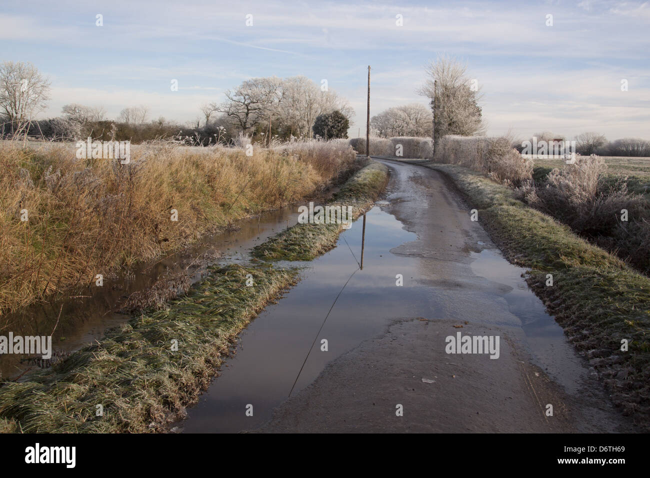 After heavy rain the field ditches have over flowed and flooded a ...