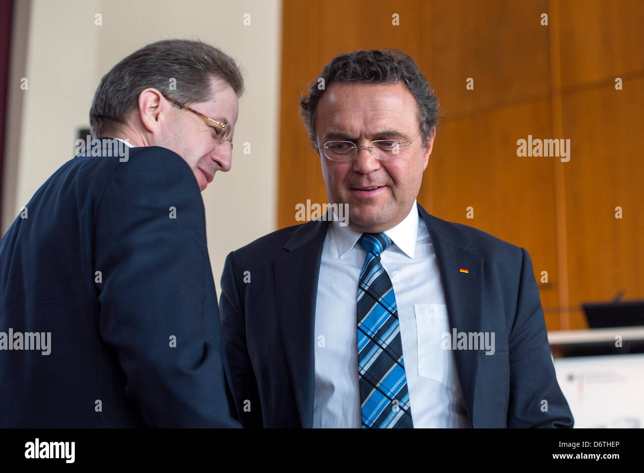 Berlin, Germany. April 23rd 2013. German Federal Interior Minister Hans ...