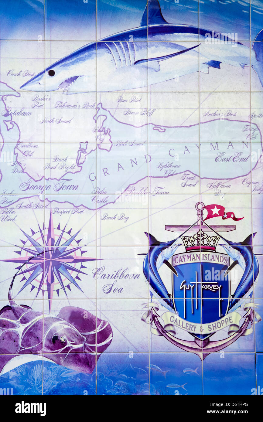 Tile map in George Town port, Grand Cayman, Cayman Islands, Greater ...