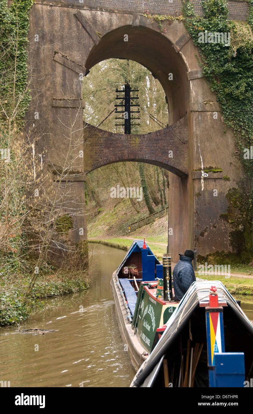 A pair of working narrowboats Stock Photo - Alamy