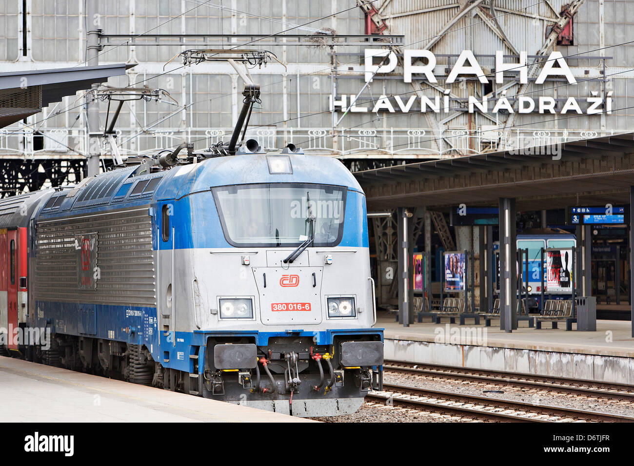 Skoda 109 E multi-system electric locomotive is seen in Prague Czech ...