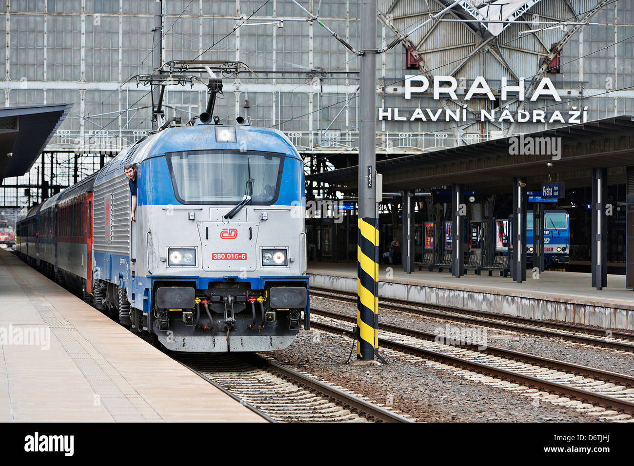 Skoda 109 E multi-system electric locomotive is seen in Prague Czech ...