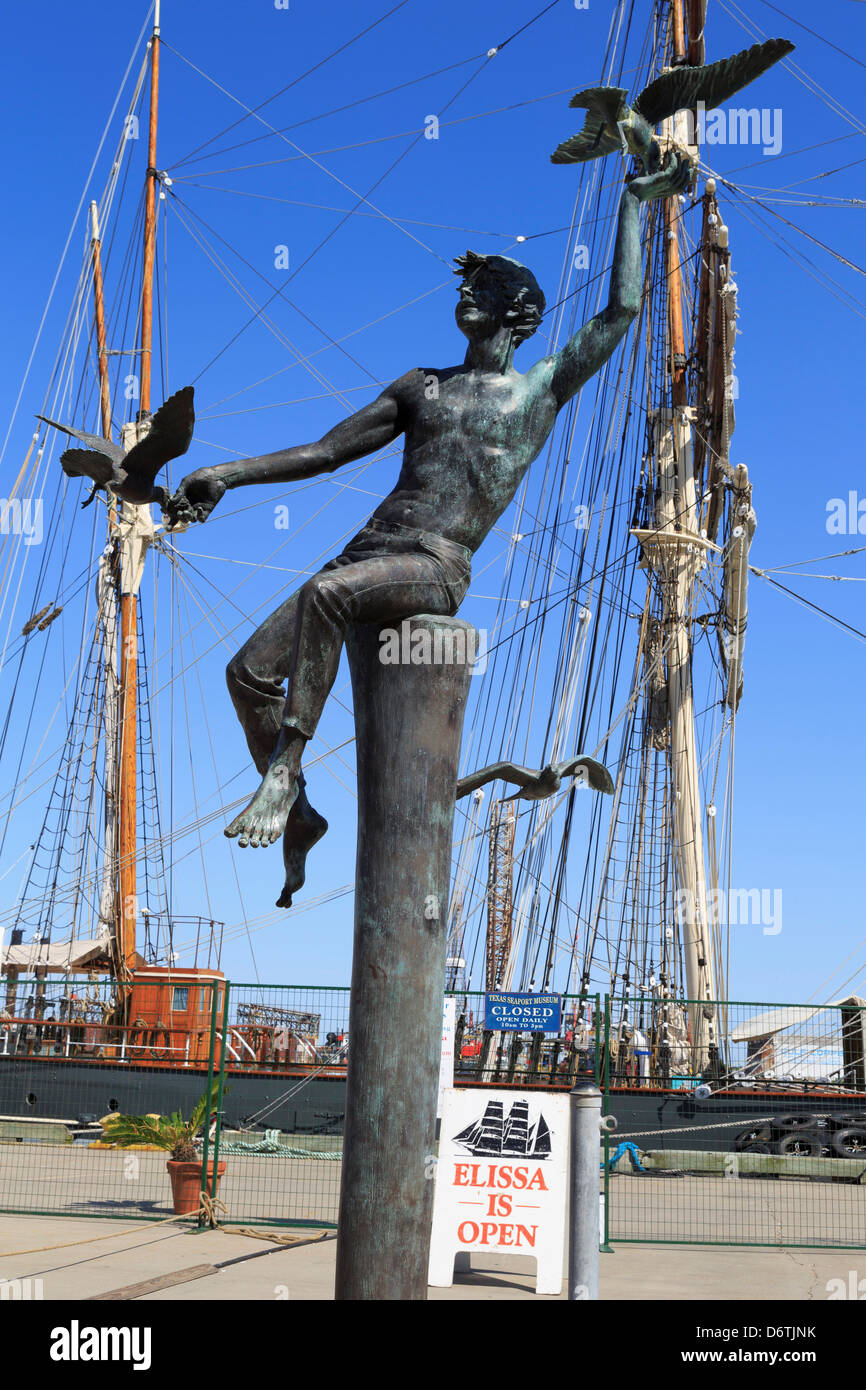 USA, Texas, Galveston, Elissa' sailing ship at Texas Seaport Museum ...