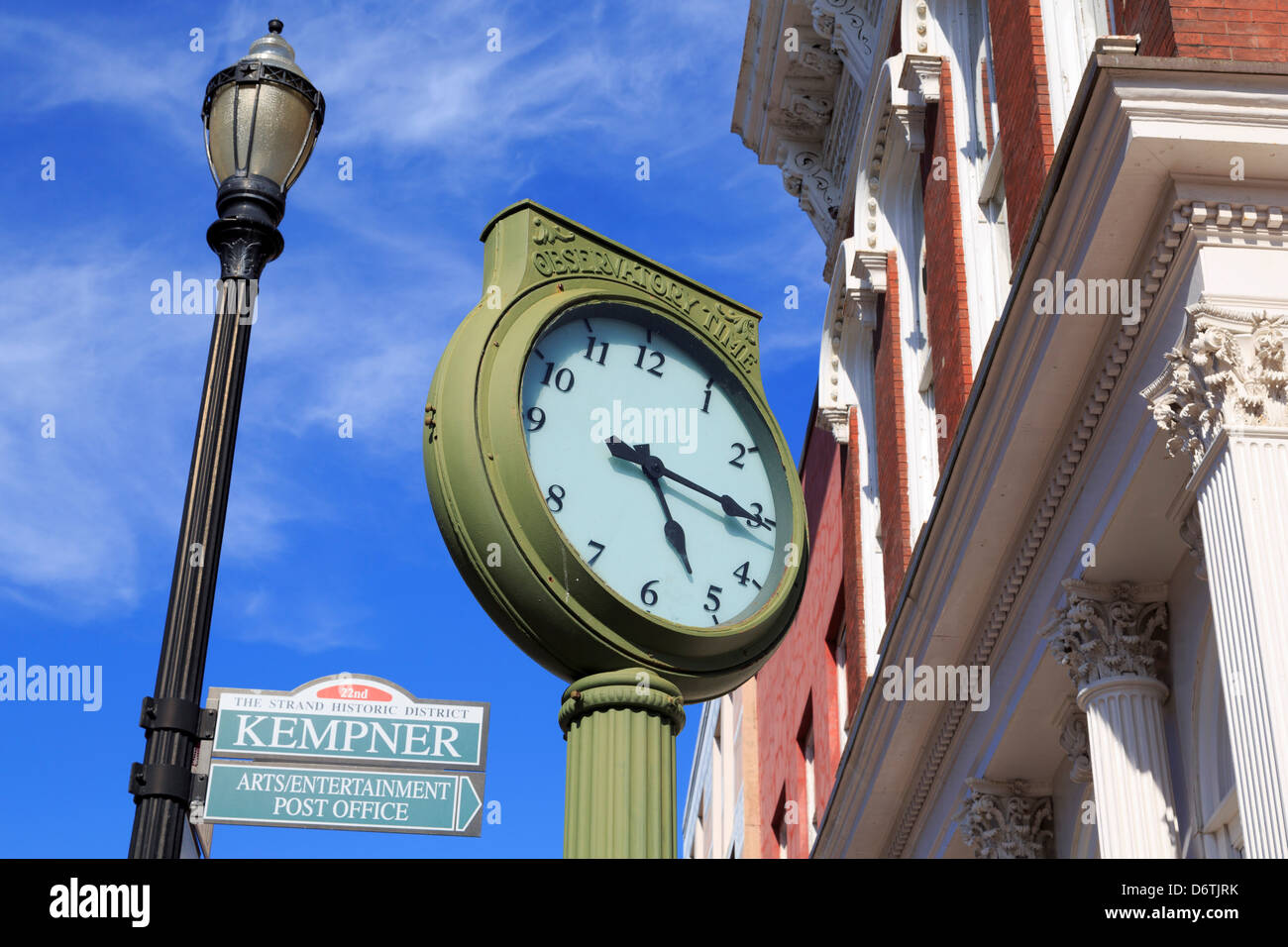 USA, Texas, Galveston, Clock in Historic Strand District Stock Photo ...