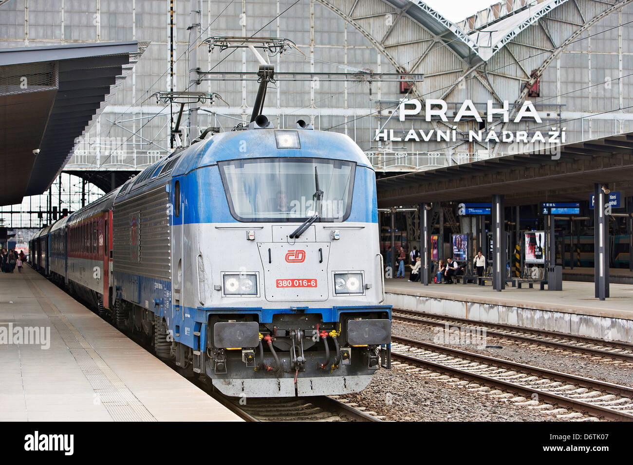 Skoda 109 E multi-system electric locomotive is seen in Prague Czech ...