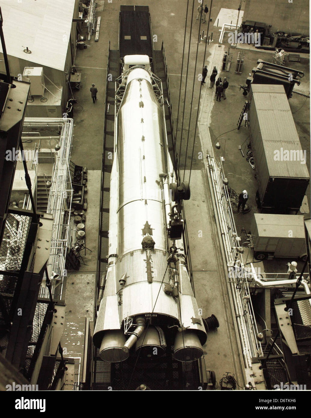 This photograph from the 1960-1969 period shows the Atlas rocket system ...