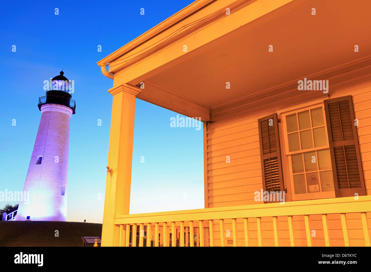 Building with a lighthouse in the background, Point Isabel Lighthouse ...