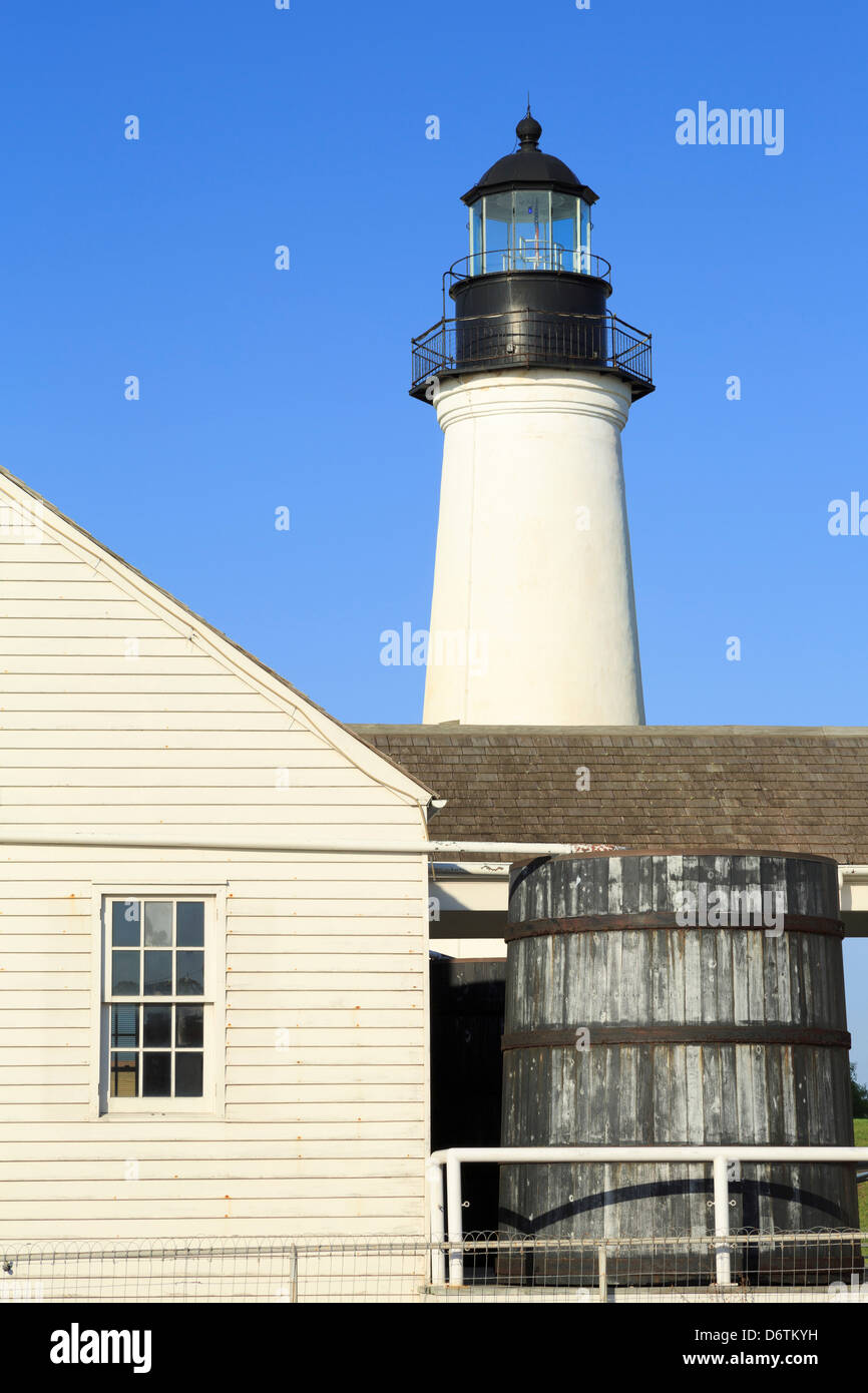 Building with a lighthouse in the background, Point Isabel Lighthouse ...