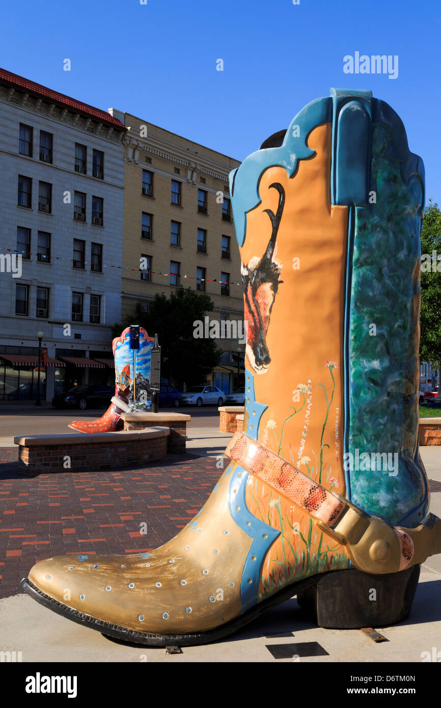 USA, Wyoming, Cheyenne, Cowboy boot at Cheyenne Depot Plaza Stock Photo ...