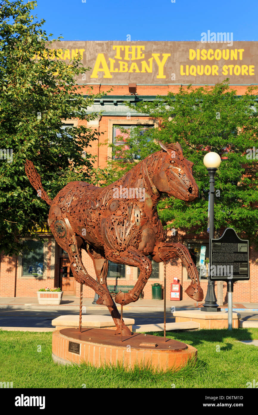 USA, Wyoming, Cheyenne, Horse sculpture in Cheyenne Depot Plaza Stock ...