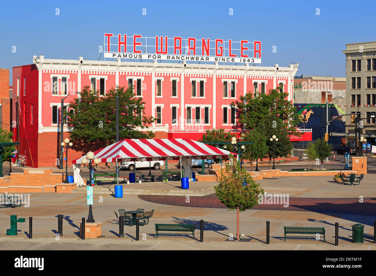 USA, Wyoming, Cheyenne, The Wrangler Store in Cheyenne Depot Plaza ...