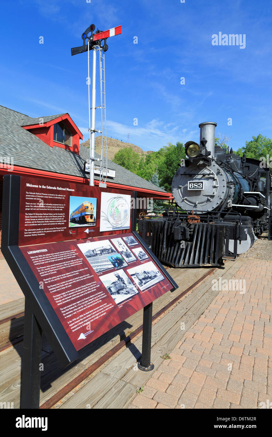 USA, Colorado, Golden, Locomotive at Colorado Railroad Museum Stock ...