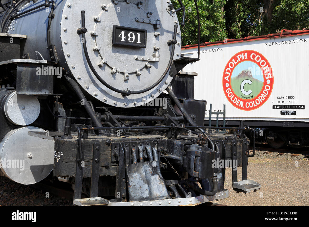 USA, Colorado, Golden, Locomotive at Colorado Railroad Museum Stock ...
