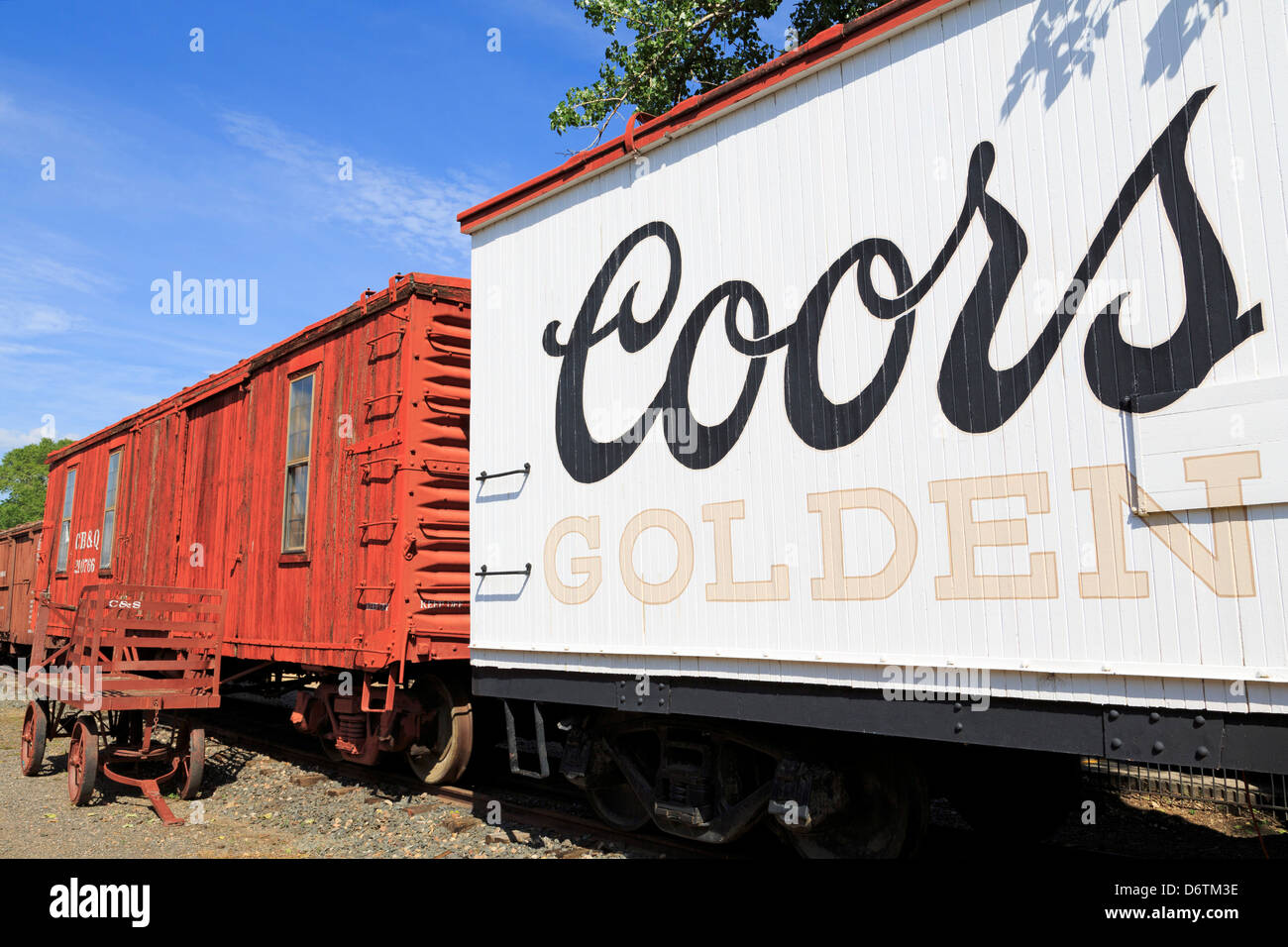 USA, Colorado, Golden, Coors Beer carriage at Colorado Railroad Museum ...