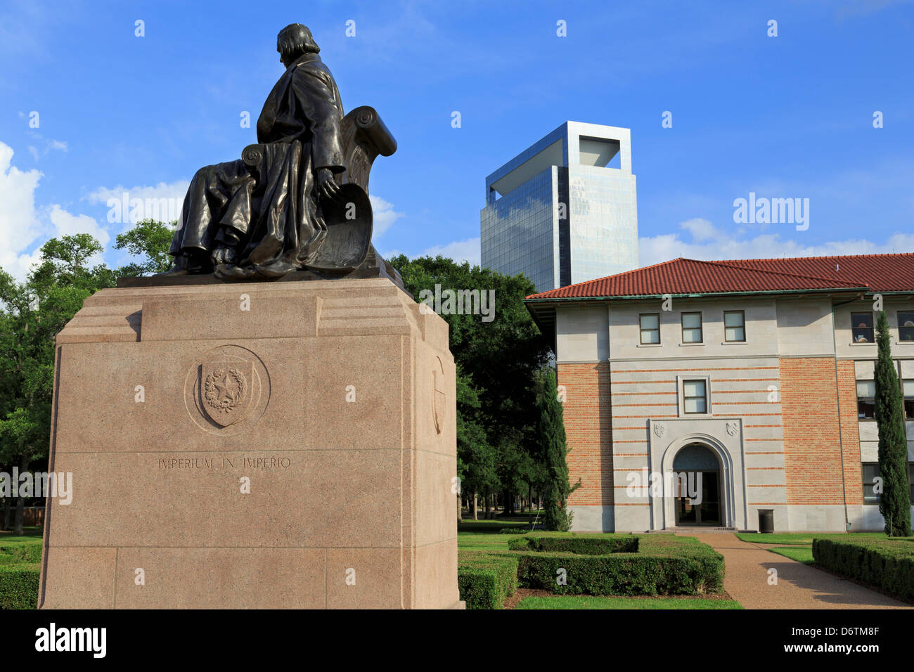 USA, Texas, Houston, William Marsh Rice statue in Rice University ...