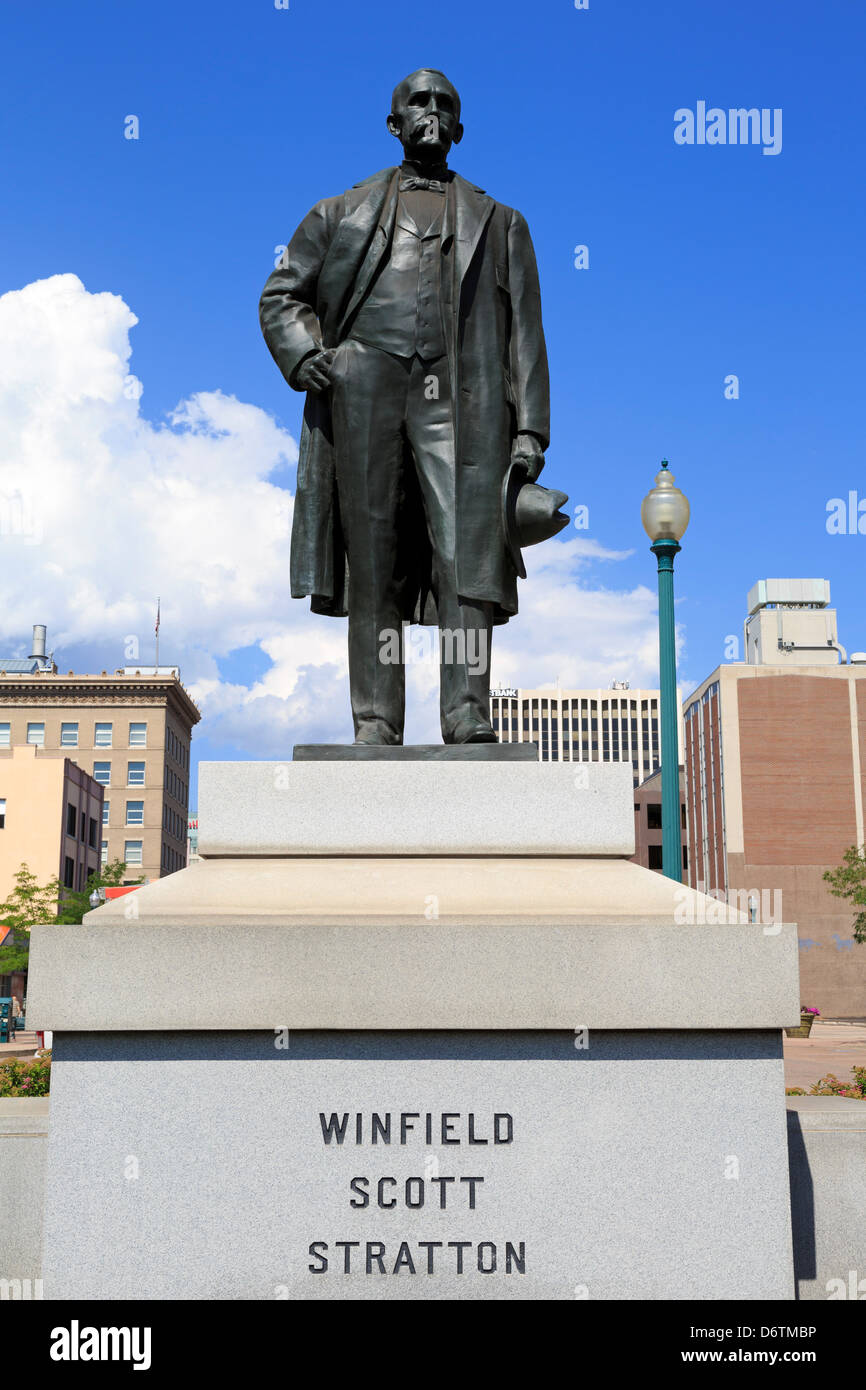 USA, Colorado, Colorado Springs, Winfield Scott Stratton statue on ...