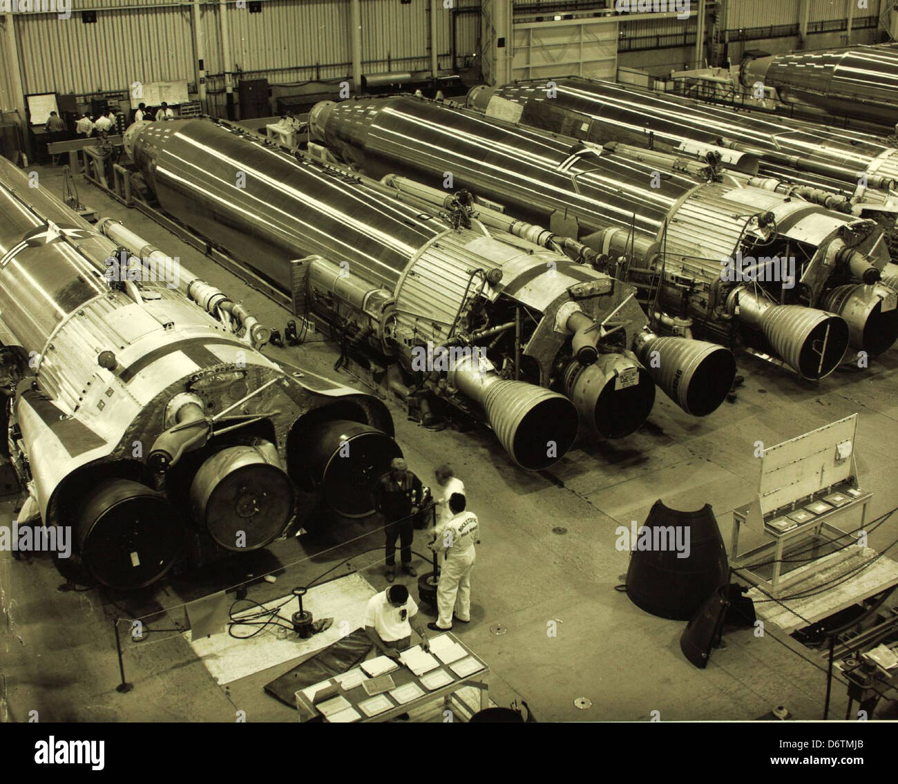A photograph of the Atlas rocket production at Convair/General Dynamics ...