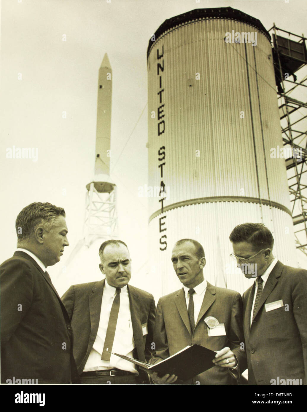 This image shows the Atlas missile system, specifically the Little Joe ...