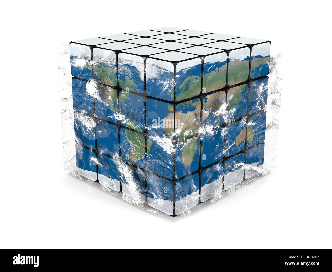 Concept of planet Earth made of cubes with atmosphere and clouds ...