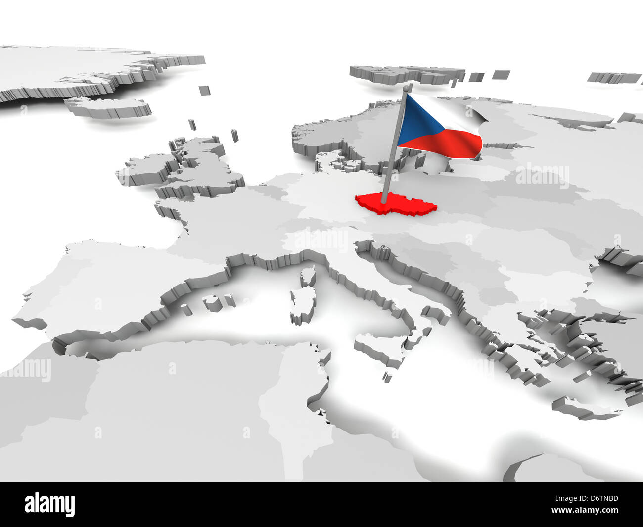 Czech Republic with czech national flag on map of Europe Stock Photo ...