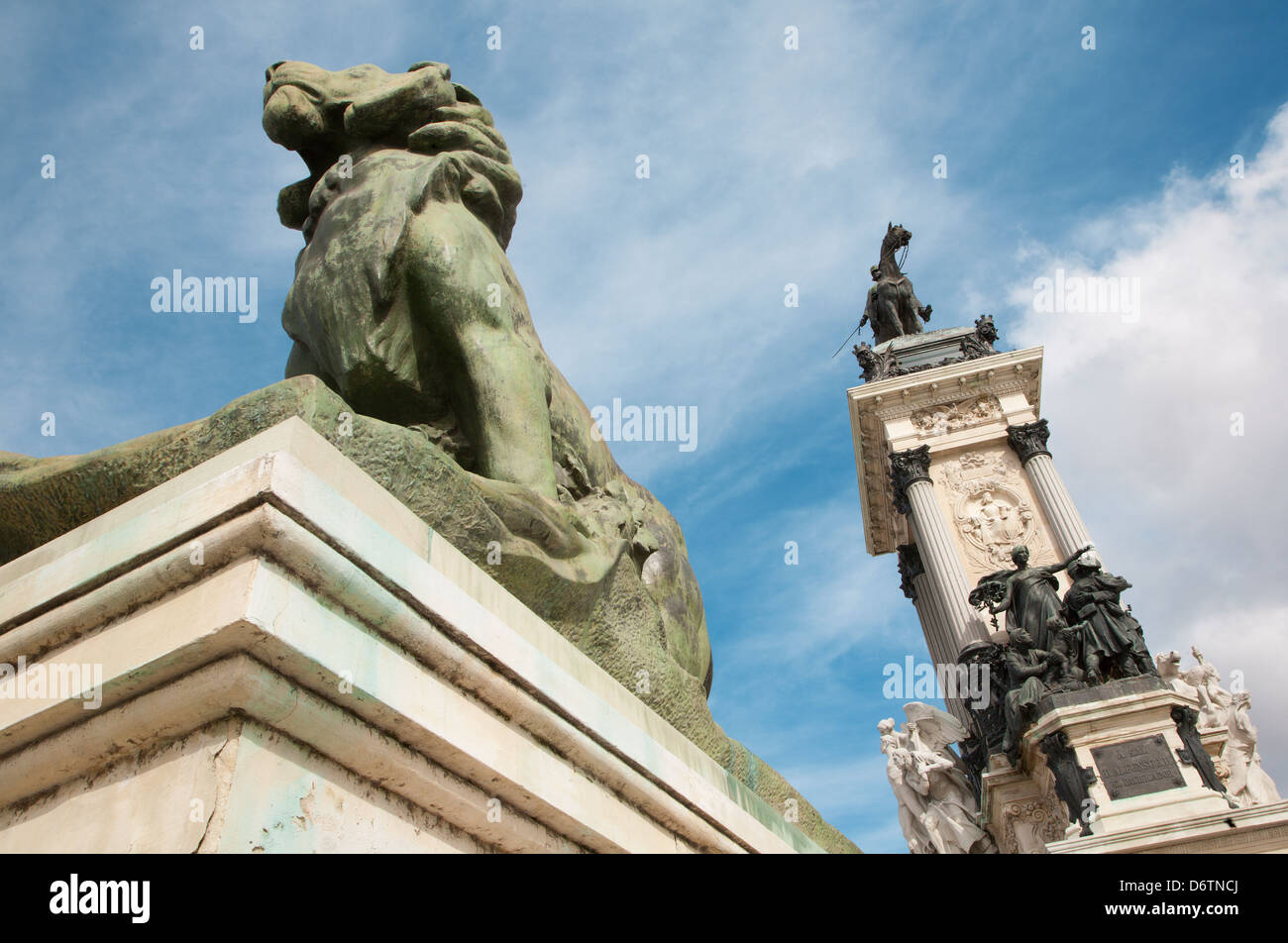 Madrid - Monument of Alfonso XII in Buen Retiro park by architect Jose ...