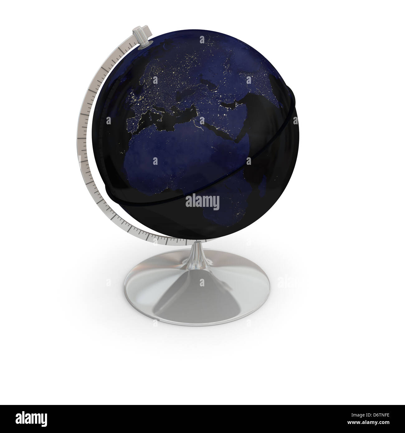 Topographic globe with night lights isolated on white background ...