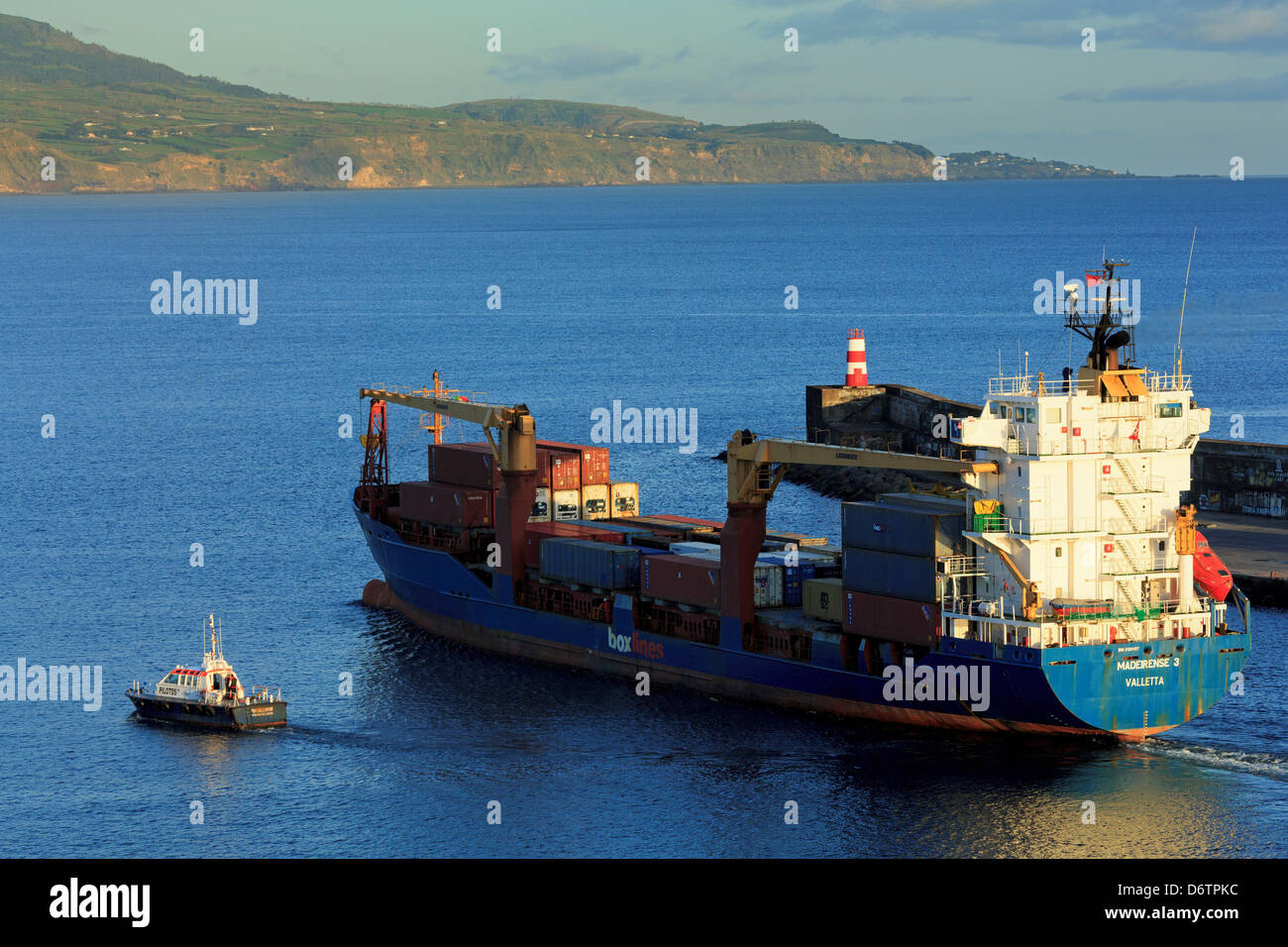 Container ship in Ponta Delgada Port,Sao Miguel Island,Azores, Portugal ...