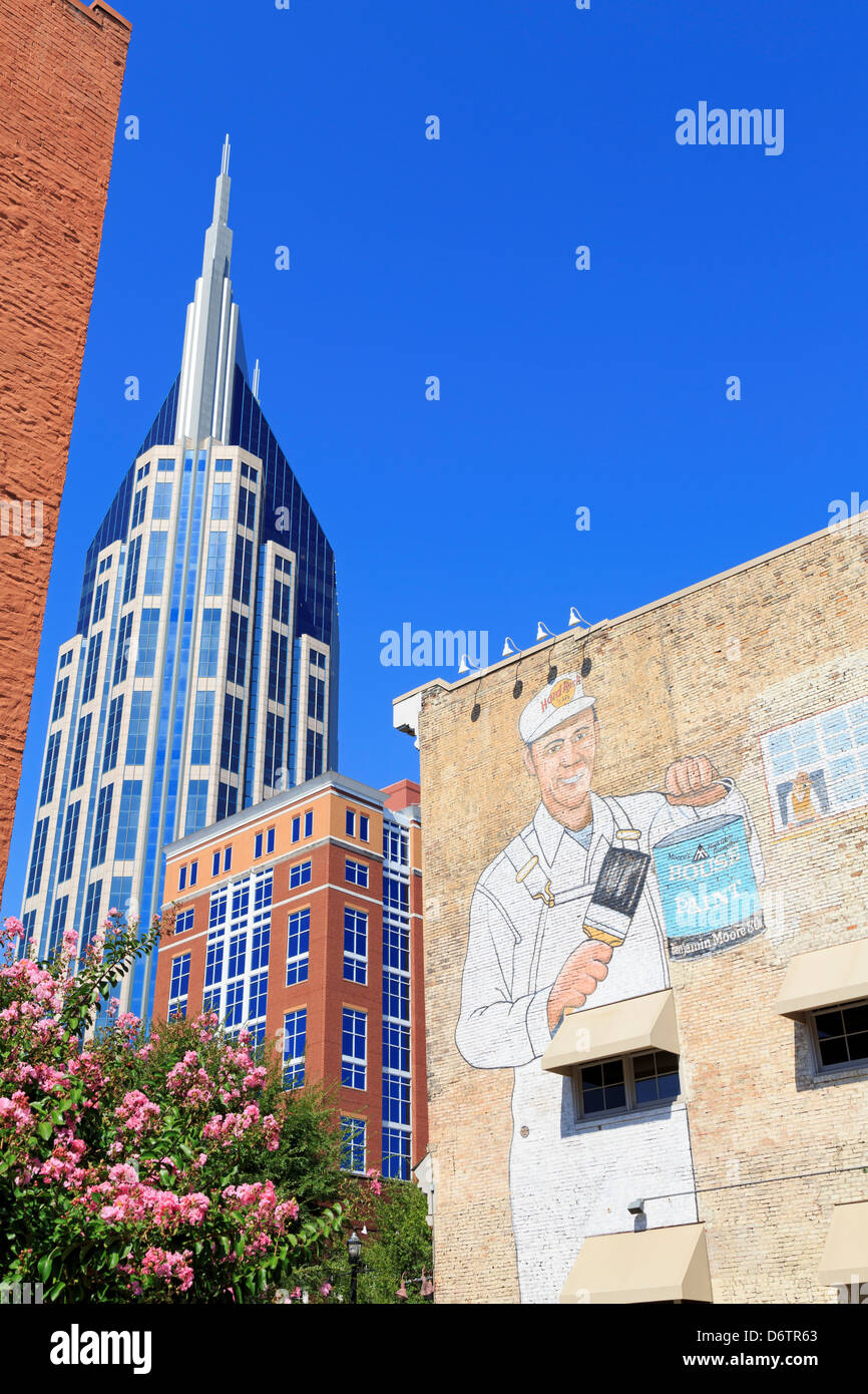 333 Commerce Tower & mural,Nashville,Tennessee,USA Stock Photo - Alamy