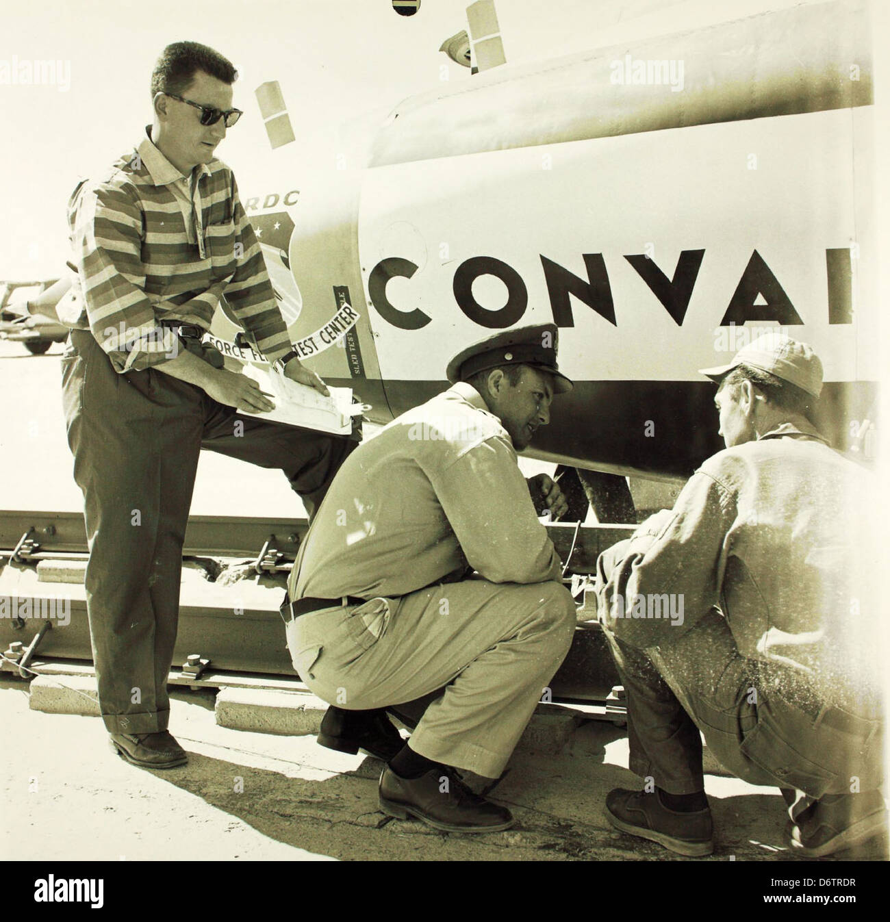 This image captures the testing of the supersonic seat ejection system ...