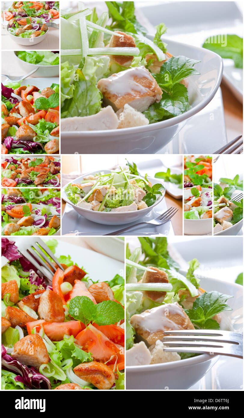 two types of caesar salad on collage Stock Photo - Alamy