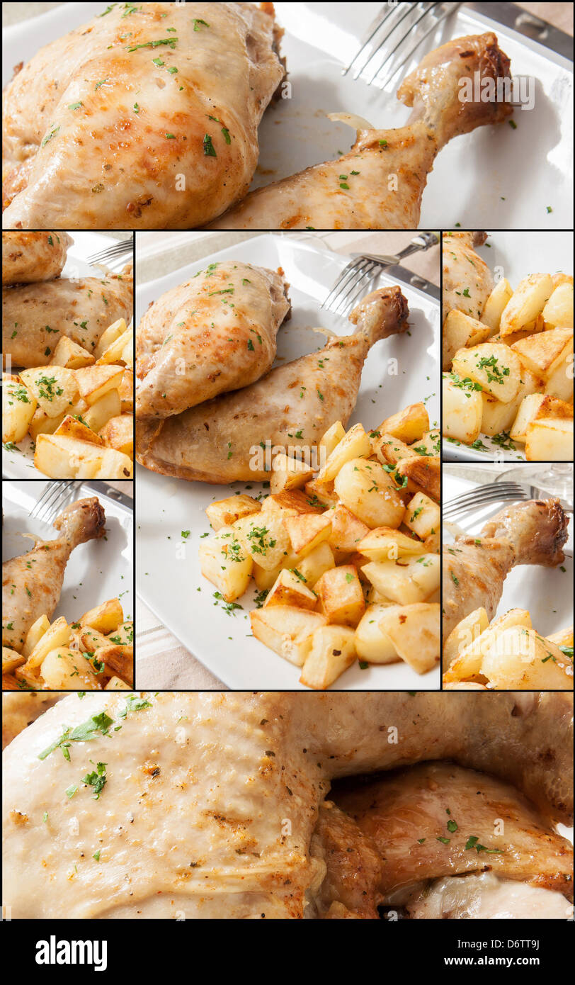 Collage roasted chicken legs hi-res stock photography and images - Alamy