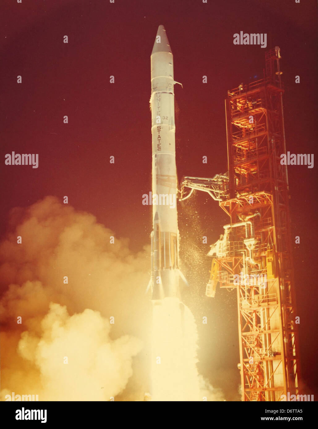 A photograph of the Atlas-Centaur rocket system developed by Convair ...