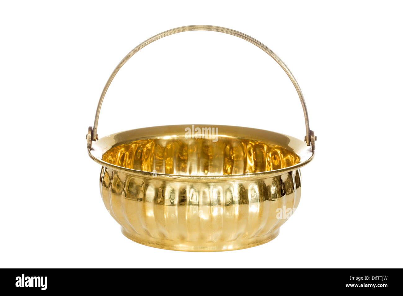 Empty golden pot isolated on white background Stock Photo - Alamy